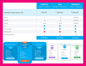 Axure pricing table widget library | Axure Market - Store for Best ...
